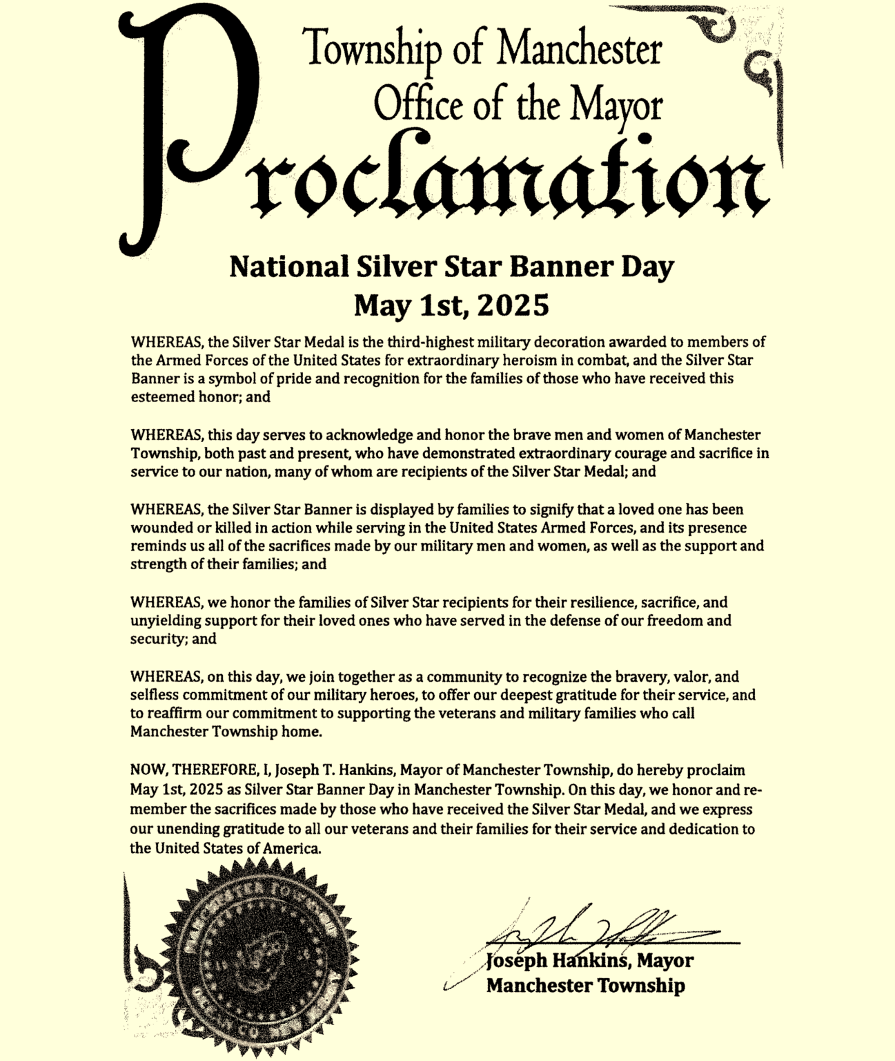 National Silver Star Banner Day – Manchester Township